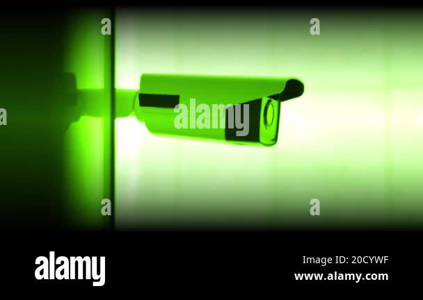 Green light shot with security camera moving recording. CCTV ...