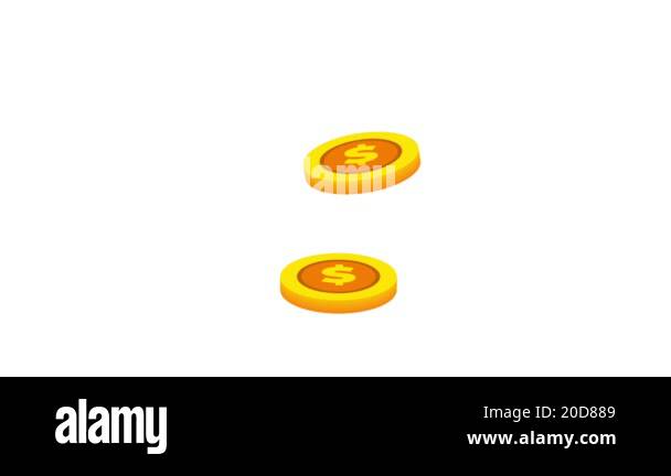 Animation of golden coins stacked neatly, with one coin appearing to ...