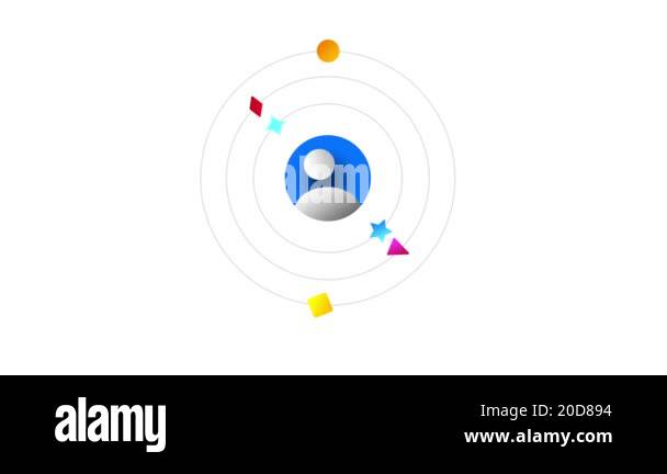 Animation of abstract representation of a user profile surrounded by ...