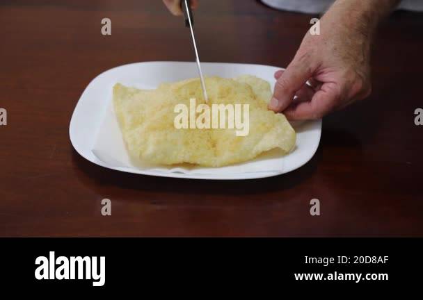 Traditional Brazilian fried cheese pastry known as pastel de feira ...
