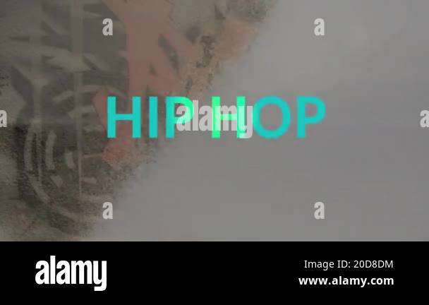 Hip hop text animation over colorful abstract shapes and dancing ...