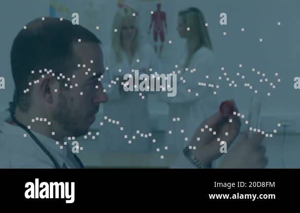 Animating medical research data, scientists working in laboratory ...