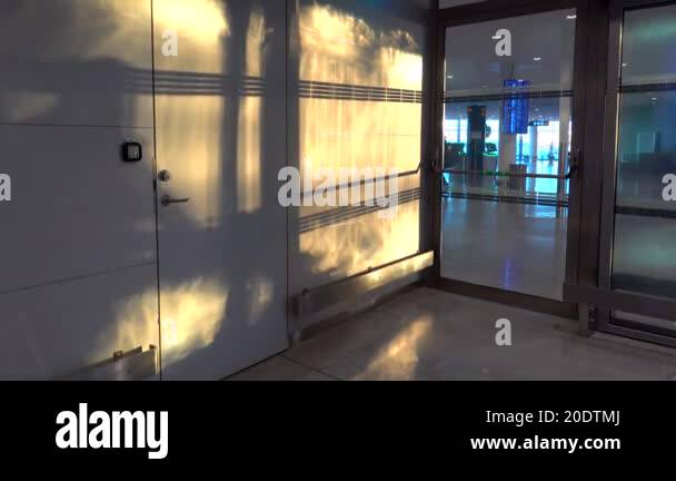 Stockholm, Sweden The shadow of an automatic door opening and closing ...