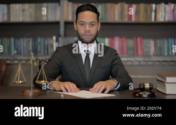 Portrait of Serious Young Lawyer in Courtroom Stock Video Footage - Alamy