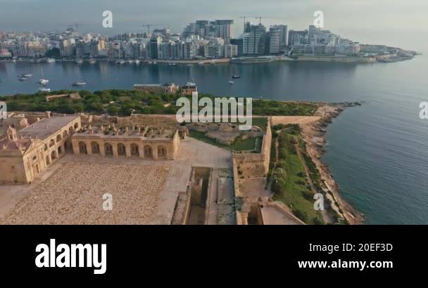Aerial view of Fort Manoel on the island of Malta. Cityscape on the ...