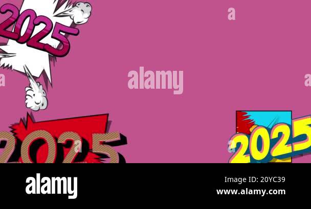 Cartoon Number 2025, comic book New Year Celebration background video ...