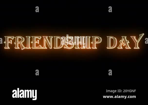 4K Friendship Day text animation.Neon-colored Friendship Day with neon ...