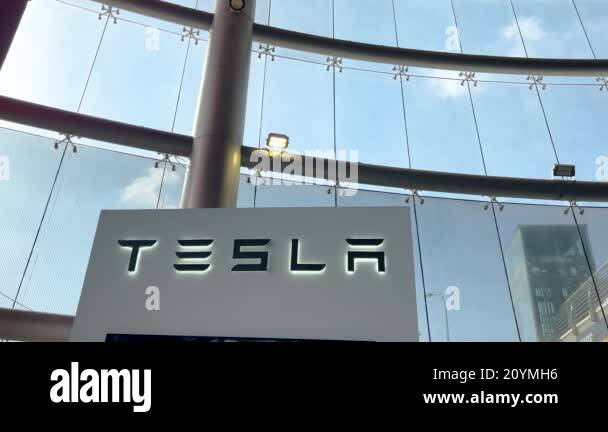 Tesla Electric Car Dealership. Company Logo, People Choose Cars Rishon ...