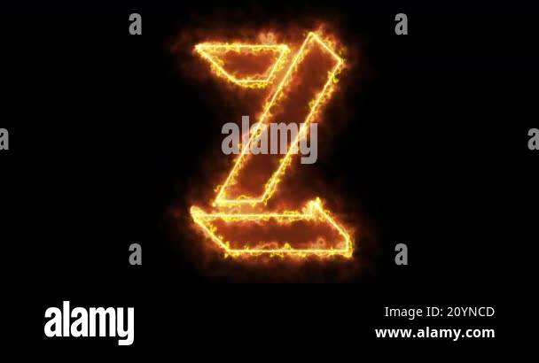 4K fire Z alphabet with moving on black background. Z fire alphabet on ...