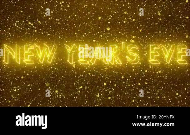 Neon color New Year's Eve text animation with neon color snow in 4K ...