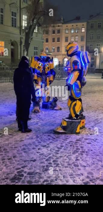 LVIV, UKRAINE - DECEMBER 05, 2024: Animators dressed in transformer ...