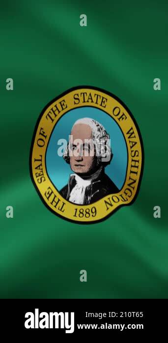Washington State Waving Flag in Vertical Orientation. Realistic Flag ...