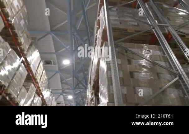 Warehouse of cardboard factory with finished products. Storage contains ...