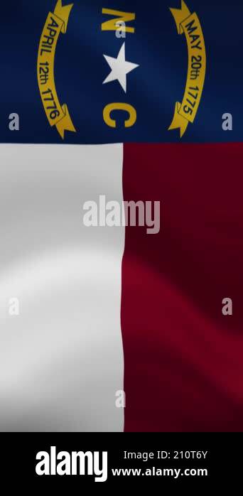 North Carolina State Waving Flag in Vertical Orientation. Realistic ...