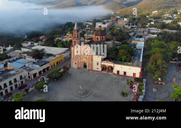 An ancient church in Jalpan de Serra, Queretaro. Mexico. Aerial Shot of ...