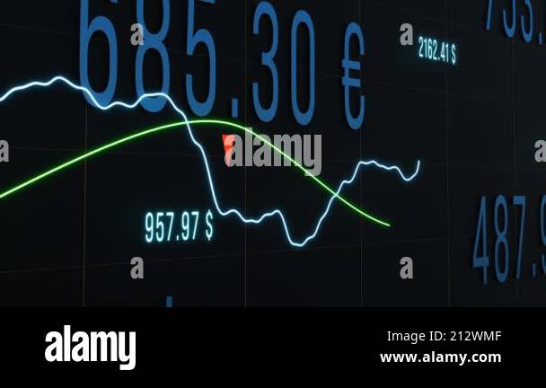 Rising chart with finanical market data and signal arrows. Trading ...