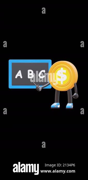 3D Money Coin Character Teaching ABC Letters For Educational Content ...