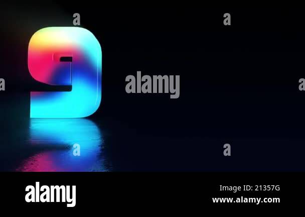 4K Neon 10s Countdown. 3d animation with ultraviolet neon numbers spinning and rotating ...