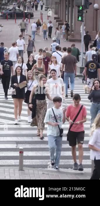 KYIV, UKRAINE OCTOBER 21, 2024 : Vertical video of a crowd of people on ...