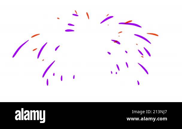 Animation of various cartoon firework or festive salute. Bright 2d ...