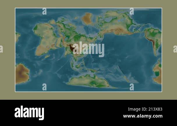 Japan Sea. Close-up on a colored elevation map in the Patterson ...