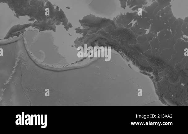Gulf of Alaska region on the background of a grayscale elevation map of ...