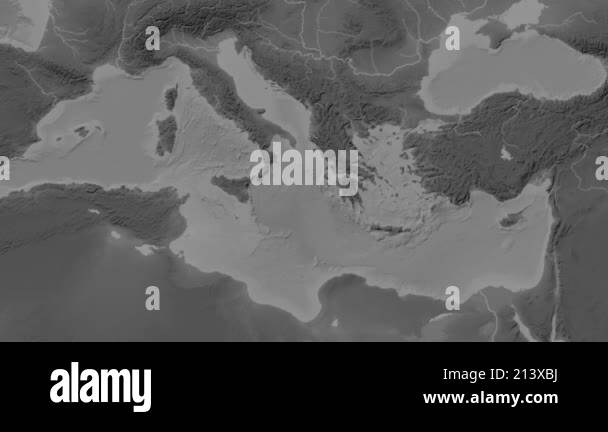 Ionian Sea region on the background of a grayscale elevation map of the ...