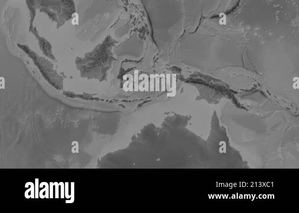 Banda Sea region on the background of a grayscale elevation map of the ...