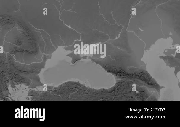 Sea of Azov region on the background of a grayscale elevation map of ...