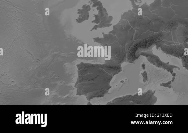 Bay of Biscay region on the background of a grayscale elevation map of ...
