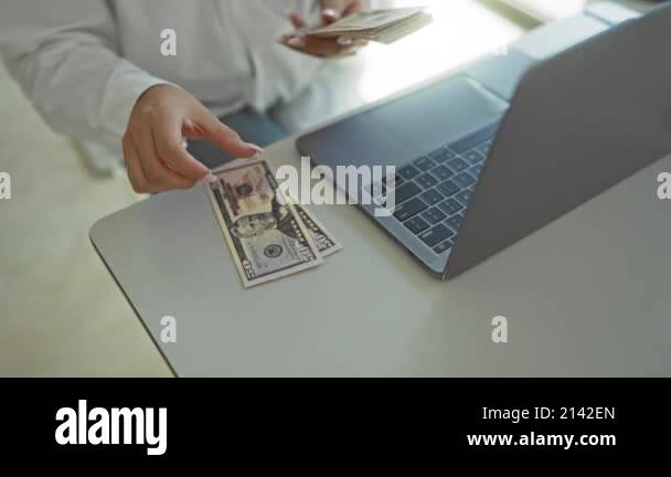 Woman counting money desk laptop Stock Videos & Footage - HD and 4K ...