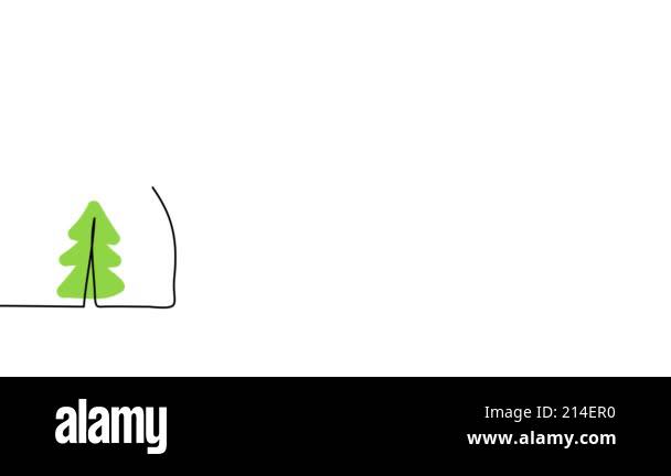 International Day of Forest animated illustration. One continuous self ...
