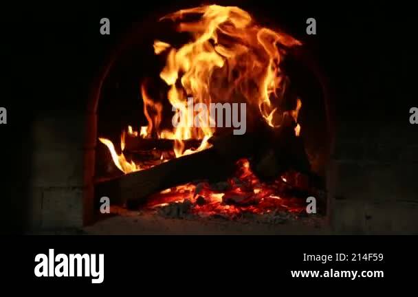 video with the flame of a fire burning in the oven Stock Video Footage ...