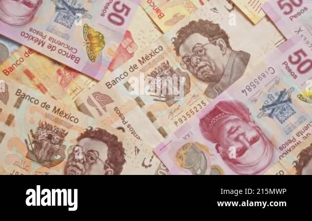 Mexican banknotes in various denominations displayed showcasing ...