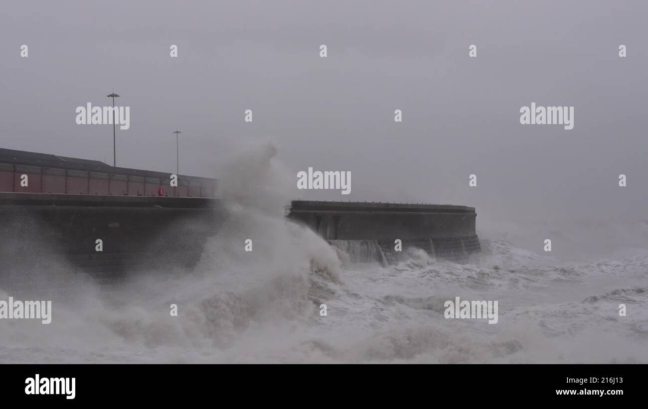 The Port of Dover is lashed by wind and rain Stock Video Footage - Alamy