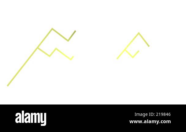 Animated golden linear mountains is drawn gradually. Line symbol of ...