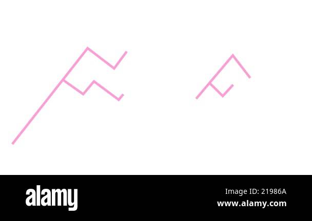 Animated pink linear mountains is drawn gradually. Line symbol of ...