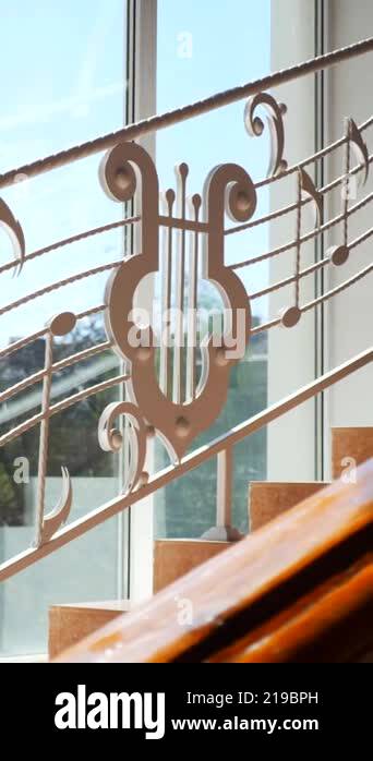 Vertical, Musical notes cascading down a staircase. Staircase adorned ...