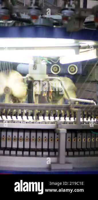 Vertical, Weaving of fabric on cars. Production of fabric from threads ...