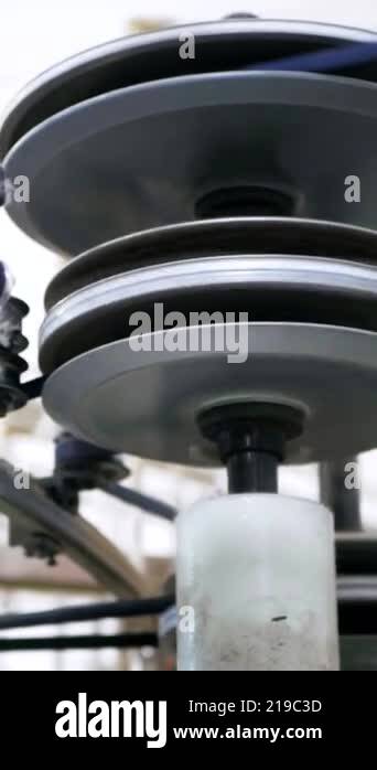 Vertical, Weaving of fabric on cars. Production of fabric from threads ...