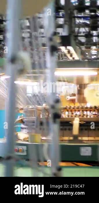 Vertical, Weaving of fabric on cars. Production of fabric from threads ...