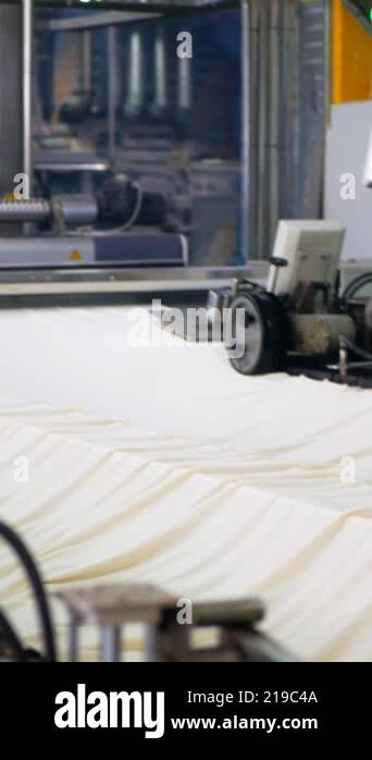 Vertical, Weaving of fabric on cars. Production of fabric from threads ...