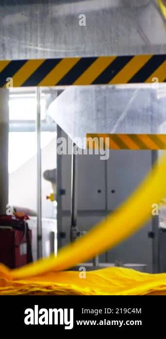 Vertical, Weaving of fabric on cars. Production of fabric from threads ...