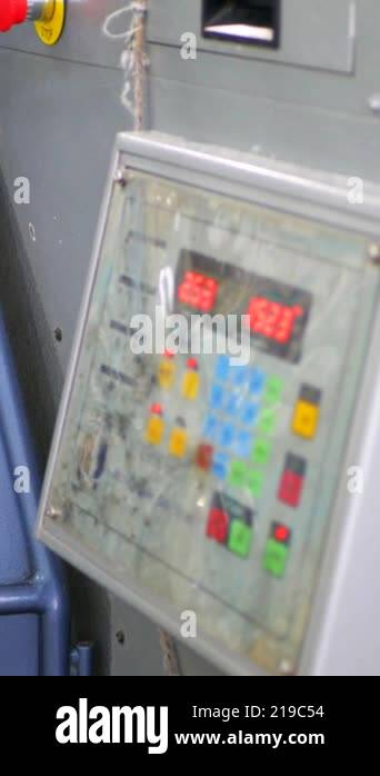 Vertical, Weaving of fabric on cars. Production of fabric from threads ...