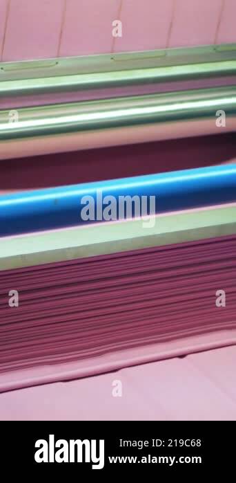 Vertical, Weaving of fabric on cars. Production of fabric from threads ...