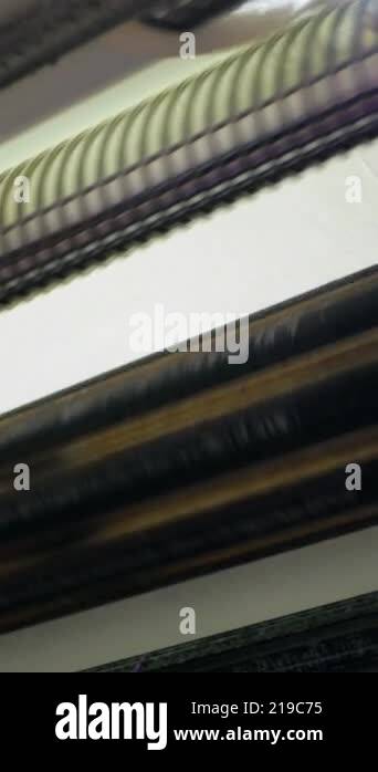 Vertical, Weaving of fabric on cars. Production of fabric from threads ...