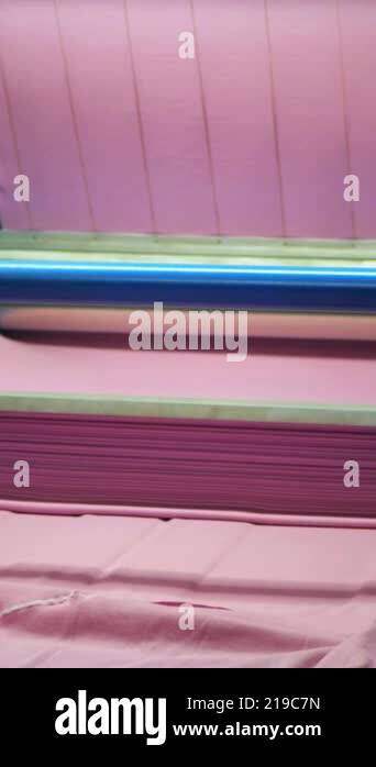 Vertical, Weaving of fabric on cars. Production of fabric from threads ...