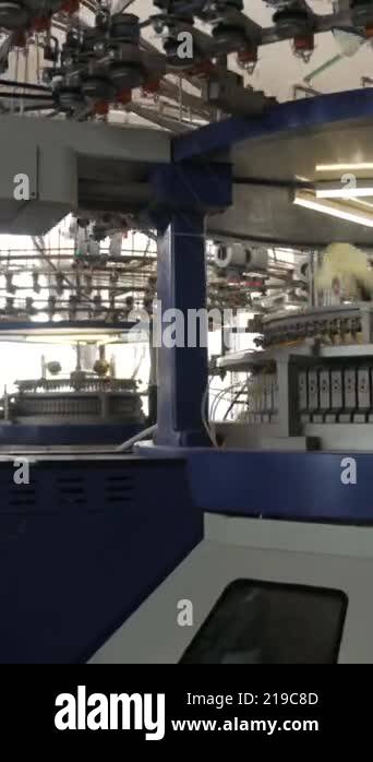 Vertical, Weaving of fabric on cars. Production of fabric from threads ...