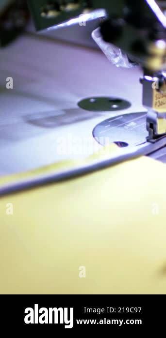 Vertical, Weaving of fabric on cars. Production of fabric from threads ...