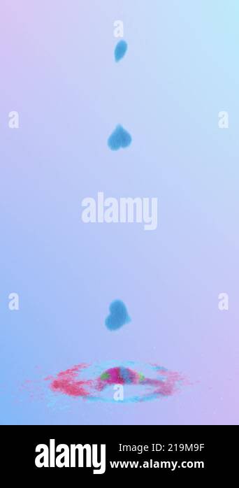 Blue Hearts Forming out of Particles and Floating up against a Pink ...